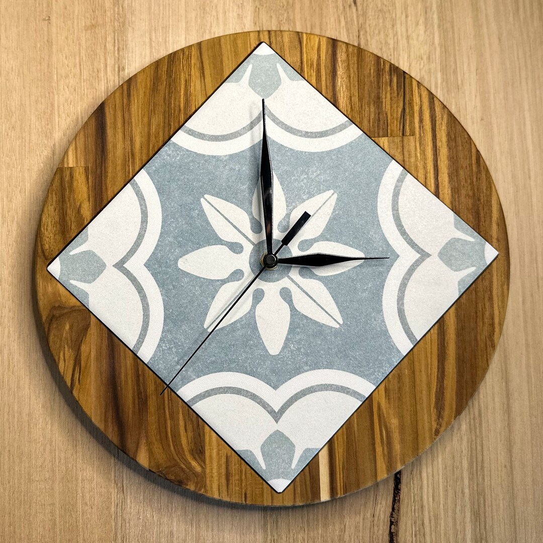 Modern Minimalistic Timber Tile Clock Teak 300mm - Etsy Australia