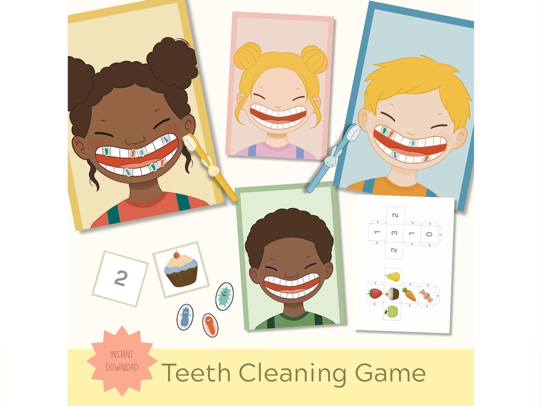Tooth Brushing Game for Children Dental Health Children Game Printable ...