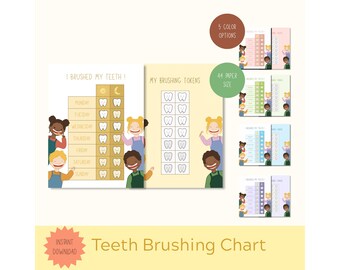 Editable Kids Teeth Brushing Chart, Personalized Brush Teeth Chart ...