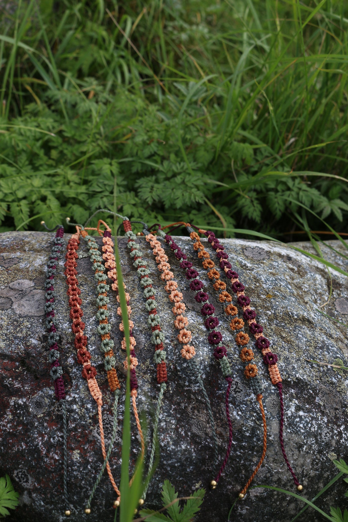 Handmade Micro Macrame Flower Bracelets Knotted Adjustable - Etsy