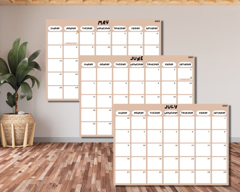 2023 Printable Calendar | A3 Size | A4 Size | US Letter Size | Sunday ...