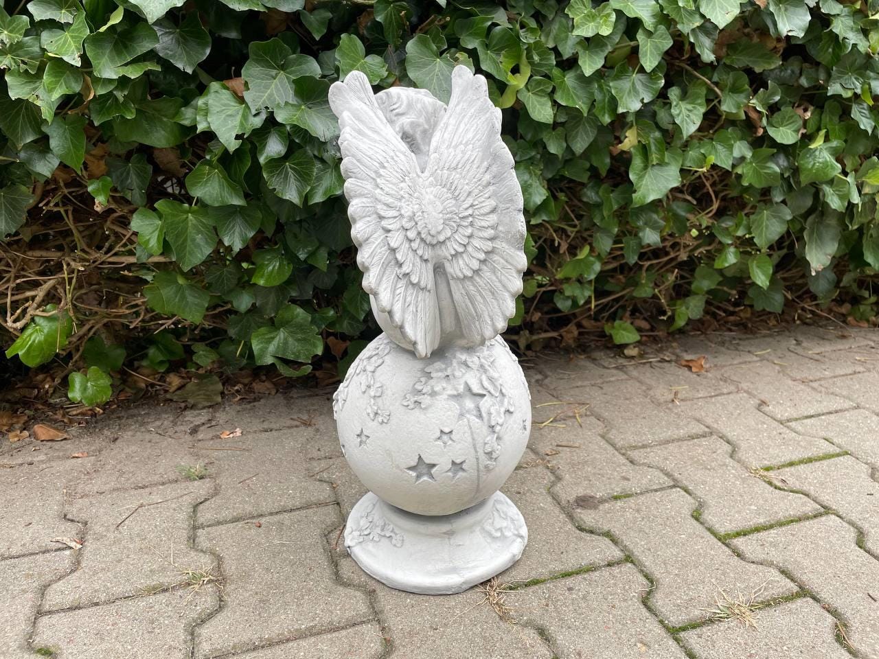 Angel Sits on the Ball Concrete Statue, Cherub Stone Sculpture, Cupid ...