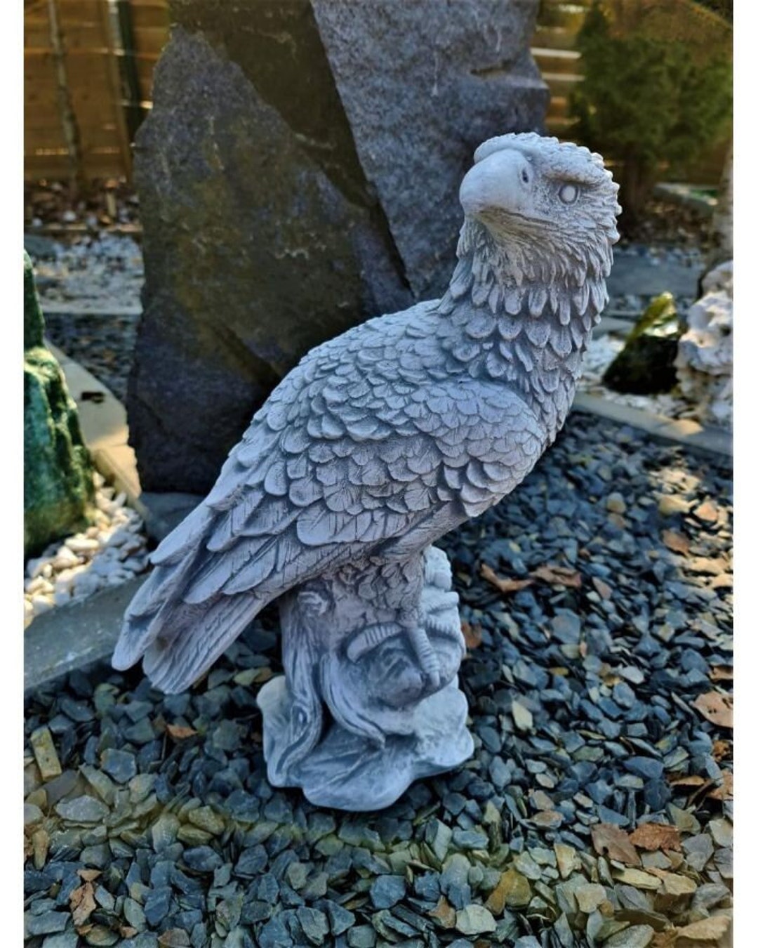 Concrete Eagle Statue, Stone Falcon Figurine, Hawk Ornament, Wild Bird ...
