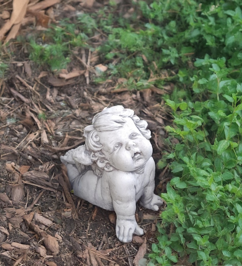Crawling Baby Angel Concrete Statue: Cherub Garden Ornament - Etsy