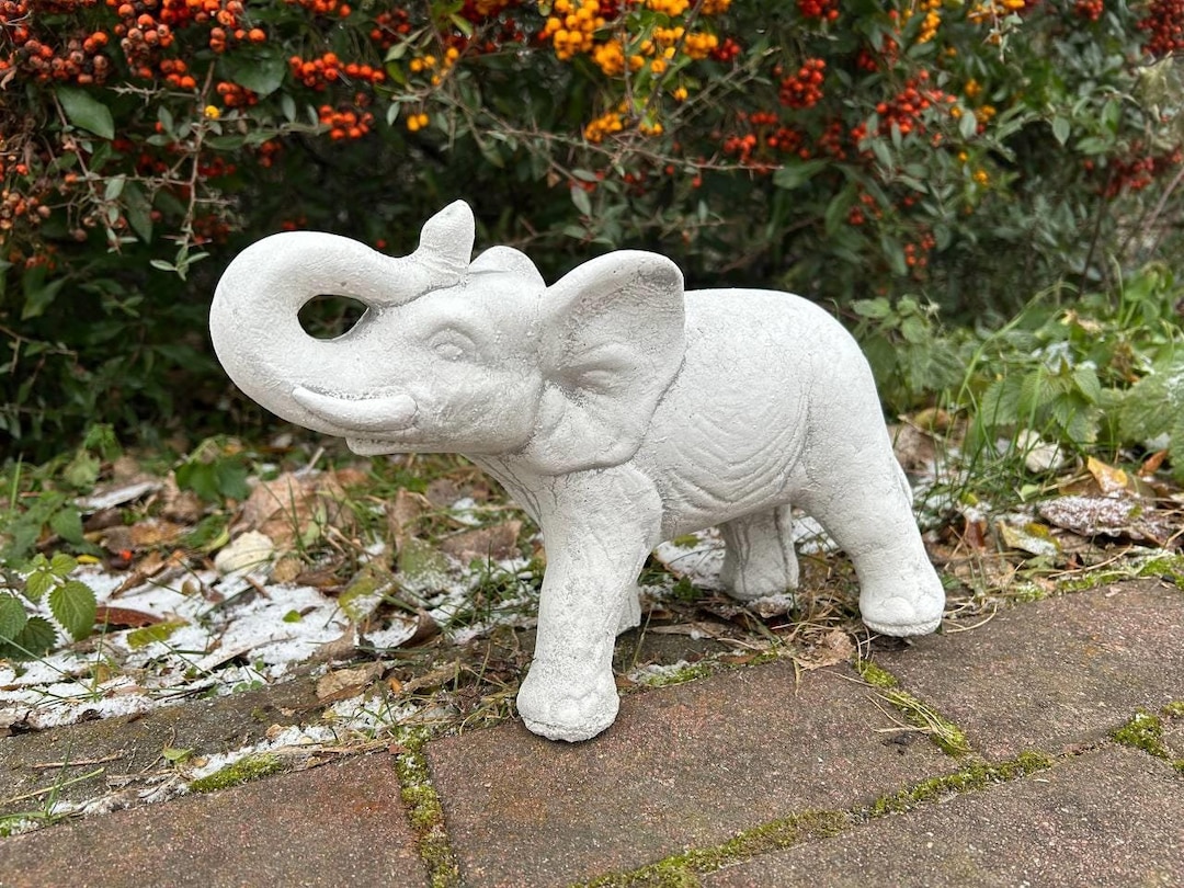 Concrete Elephant Statue: Safari Garden Decor (7.9 In) - Etsy