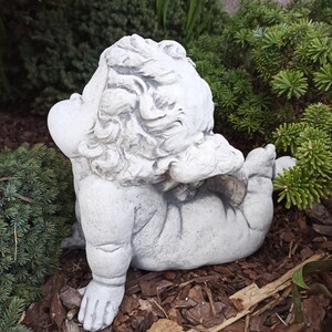 Crawling Baby Angel Concrete Statue, Cherub Garden Figurine, Cement ...