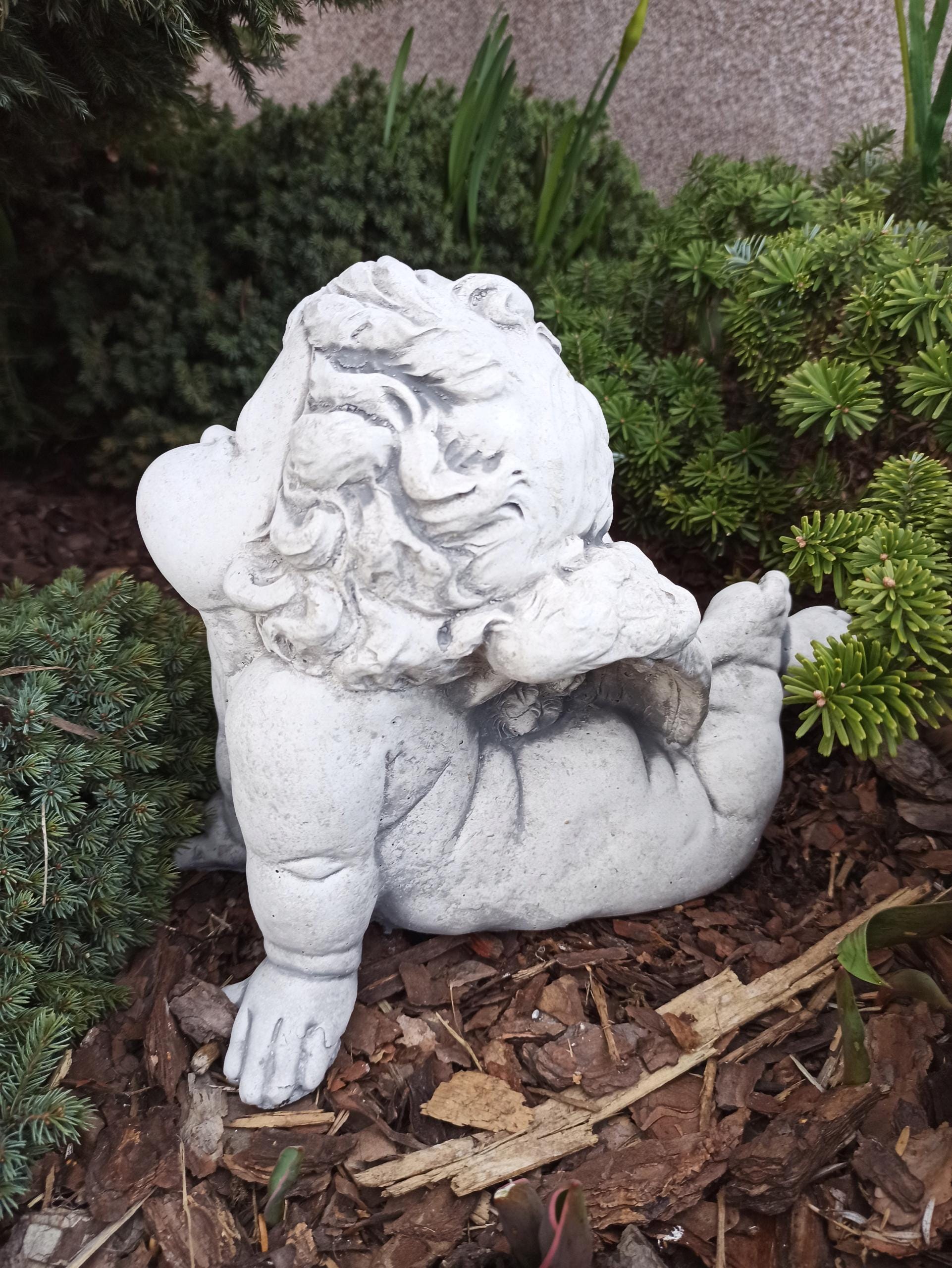 Crawling Baby Angel Concrete Statue, Cherub Garden Figurine, Cement ...