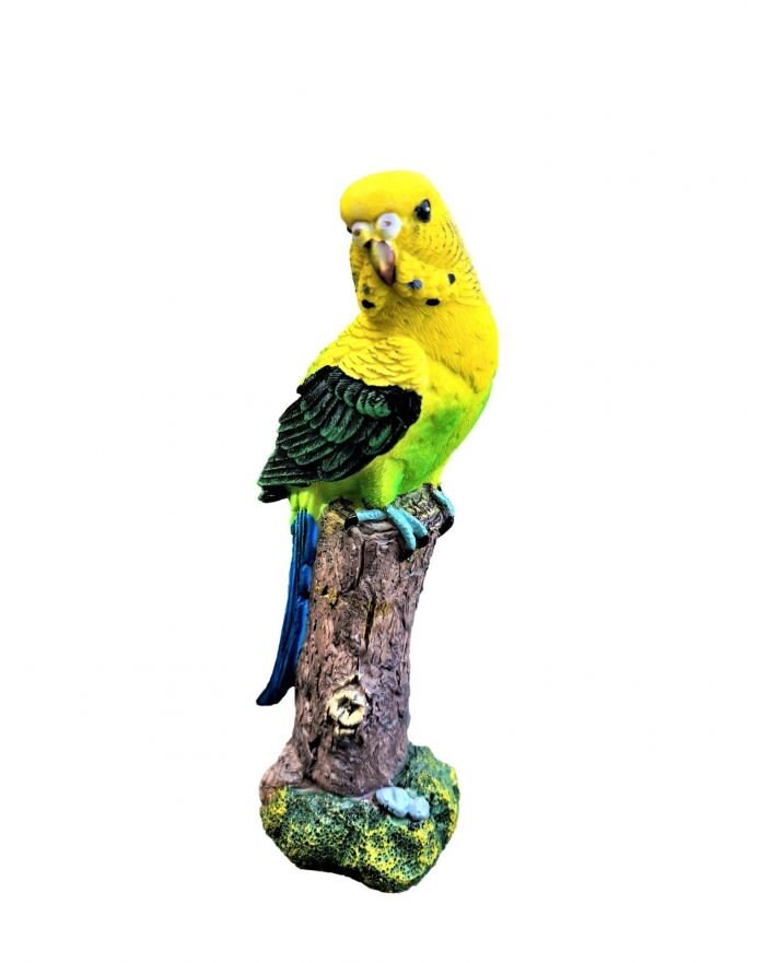 Motley Parrot Figurine, Resin Parrot on a Perch, Tropical Bird ...