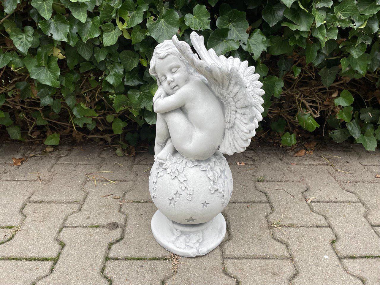 Angel Sits on the Ball Concrete Statue, Cherub Stone Sculpture, Cupid ...