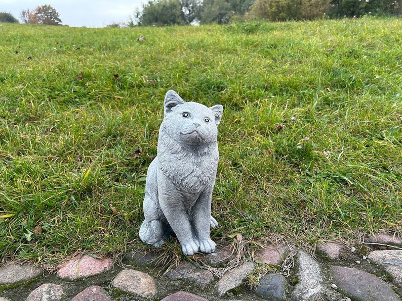 Lifelike Concrete Cat Statue: Feline Garden Sculpture - Etsy