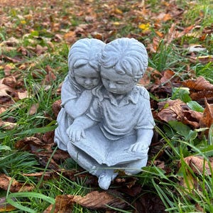 Concrete Kids Reading Statue: Stone Sculpture, Book Lover Gift - Etsy