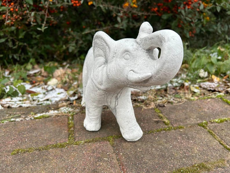 Concrete Elephant Statue: Safari Garden Decor (7.9 In) - Etsy