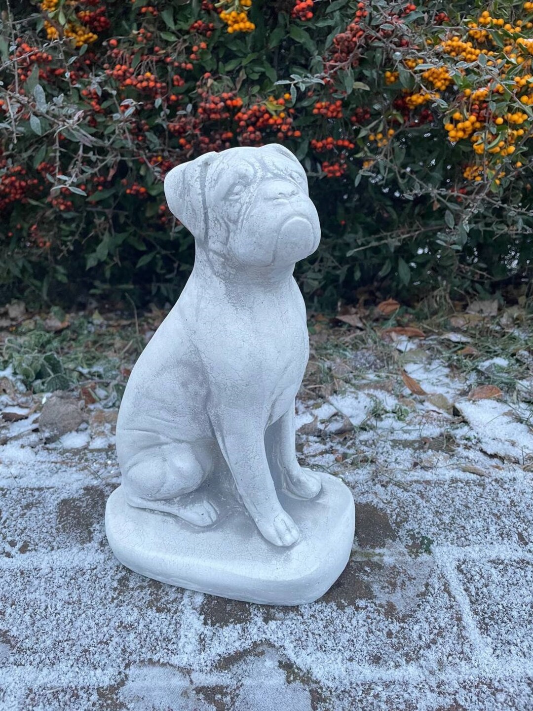 Detailed Boxer Dog Statue, Concrete Dog Ornament, Boxer Dog Sculpture ...