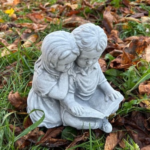 Concrete Kids Reading Statue: Stone Sculpture, Book Lover Gift - Etsy