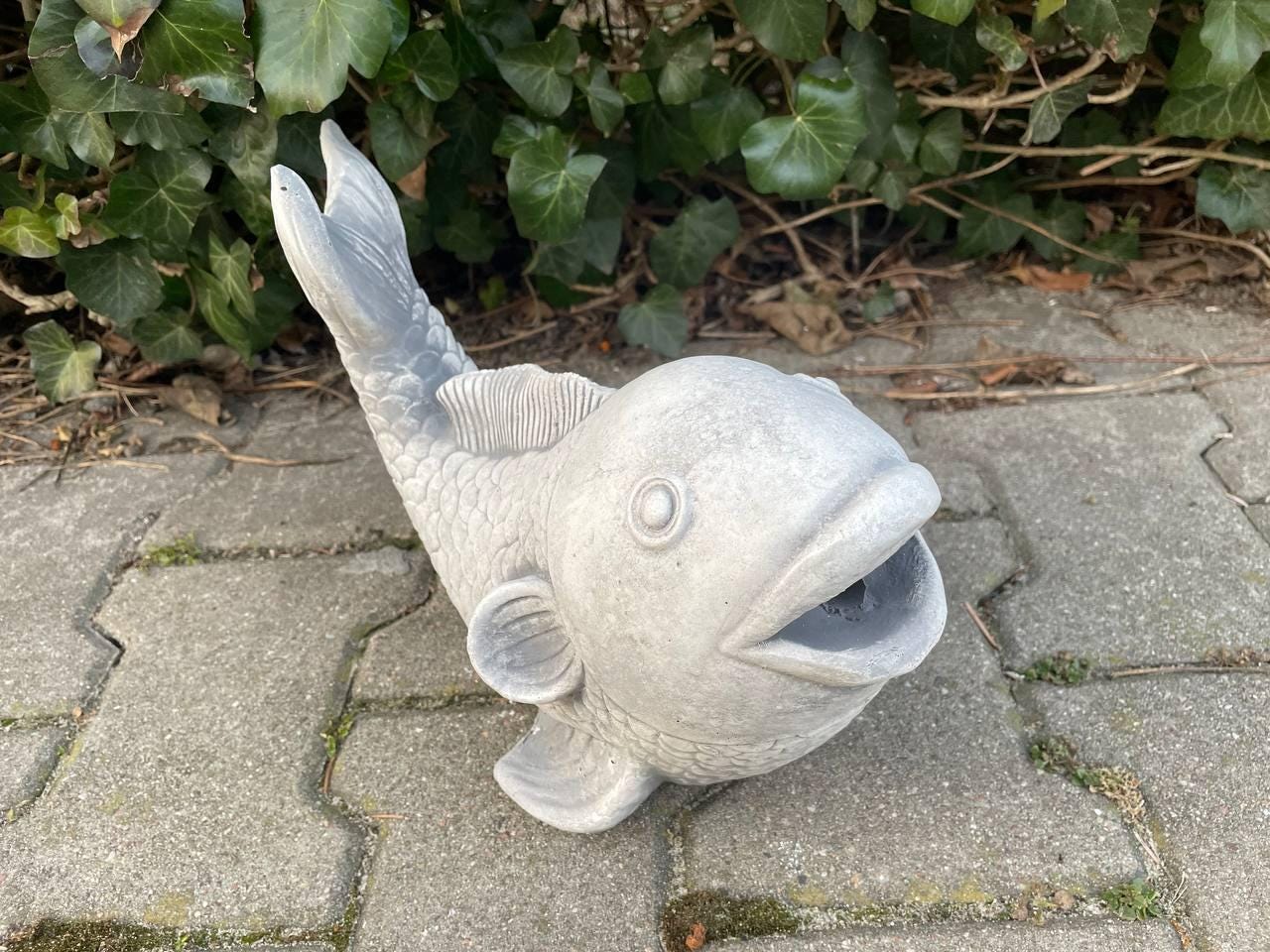 Concrete Fish Fountain Statue: Garden Pond Spitter, Lake House Decor - Etsy