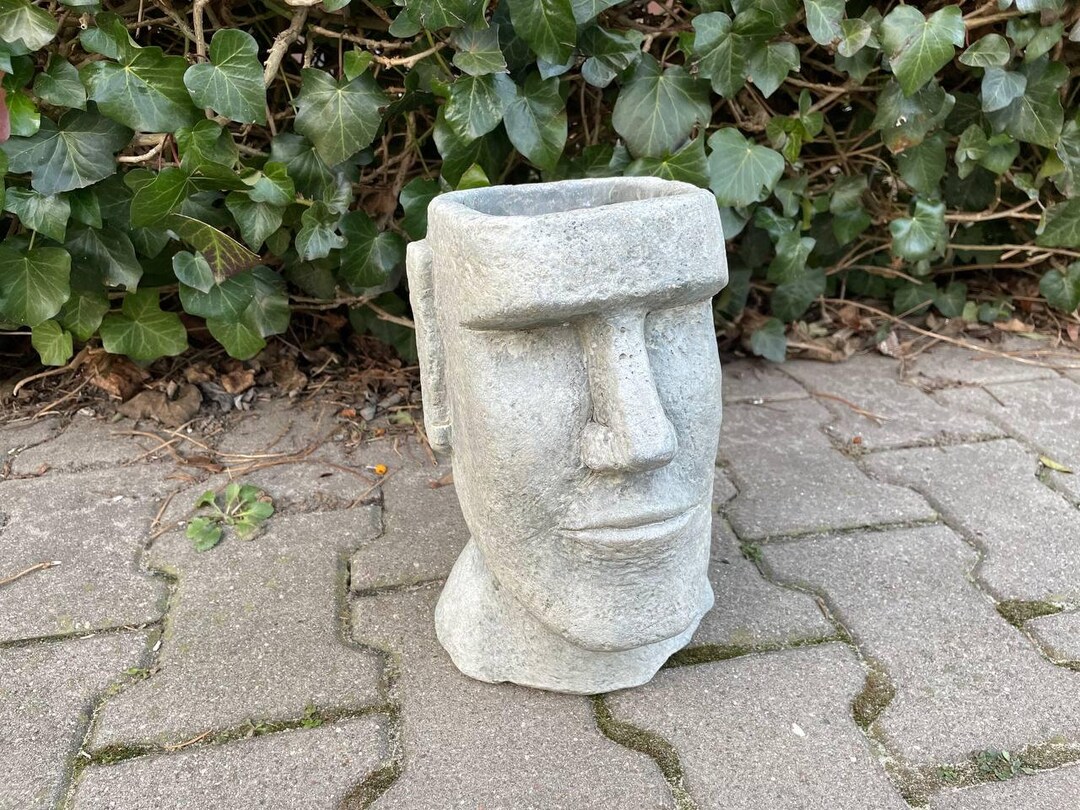 Easter Island Moai Head Statue, Large Concrete Face Sculpture, Ancient ...