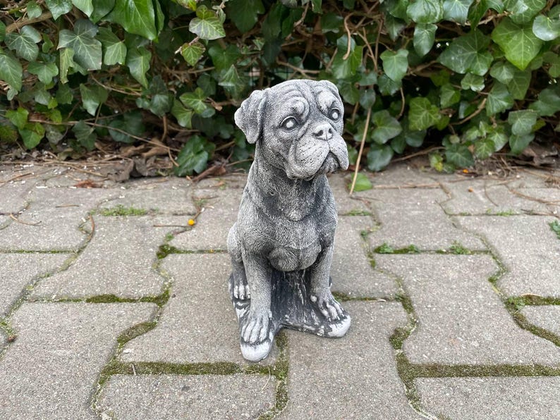 Concrete Boxer Dog Statue: Weatherproof Garden Decor - Etsy