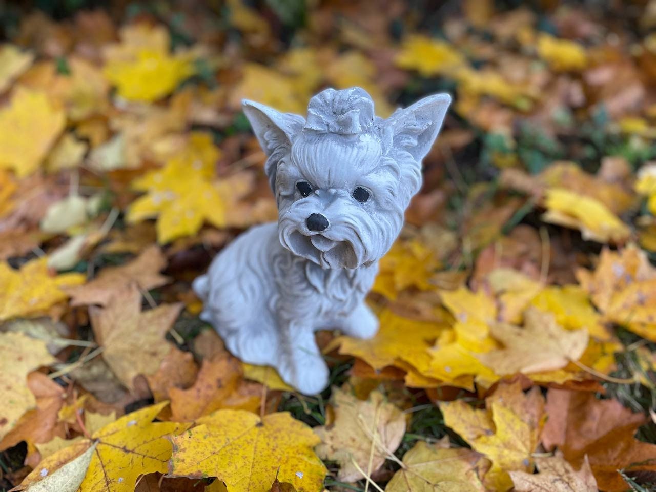 Sitting Yorkshire Terrier Statue, Stone York Sculpture, Dog Garden ...