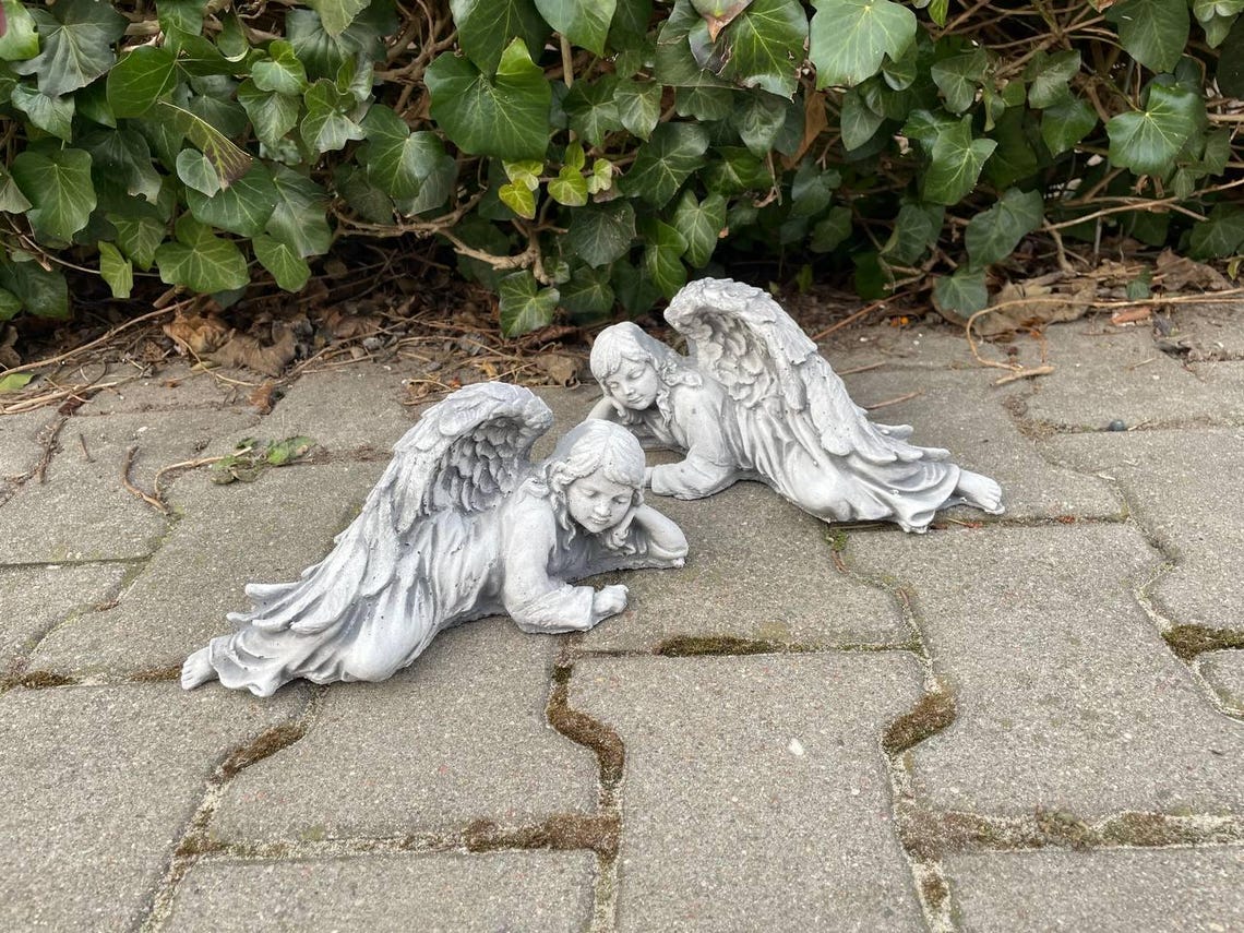Concrete Baby Angel Statues (set of 2): Memorial Garden Decor - Etsy