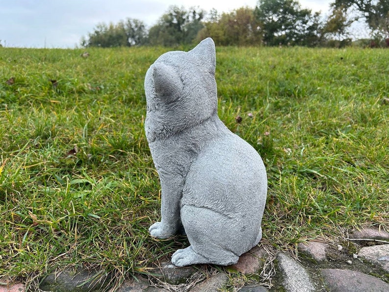 Lifelike Concrete Cat Statue: Feline Garden Sculpture - Etsy