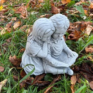 Concrete Kids Reading Statue: Stone Sculpture, Book Lover Gift - Etsy