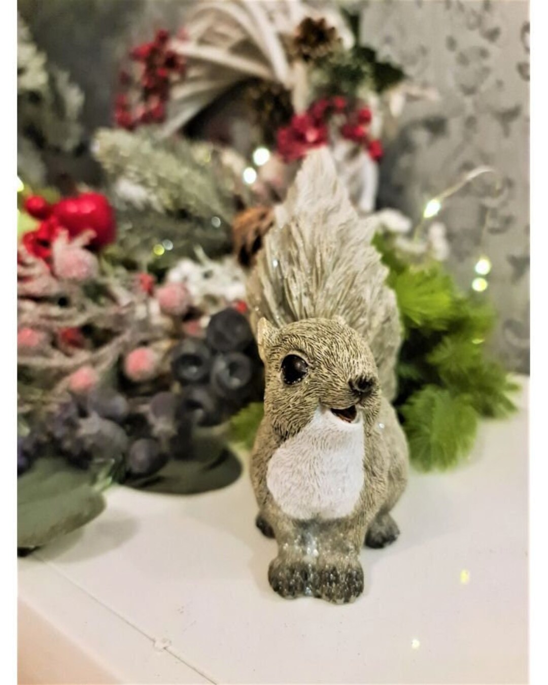 Grey Squirrel Figurine Resin Squirrel Statuette Forest - Etsy