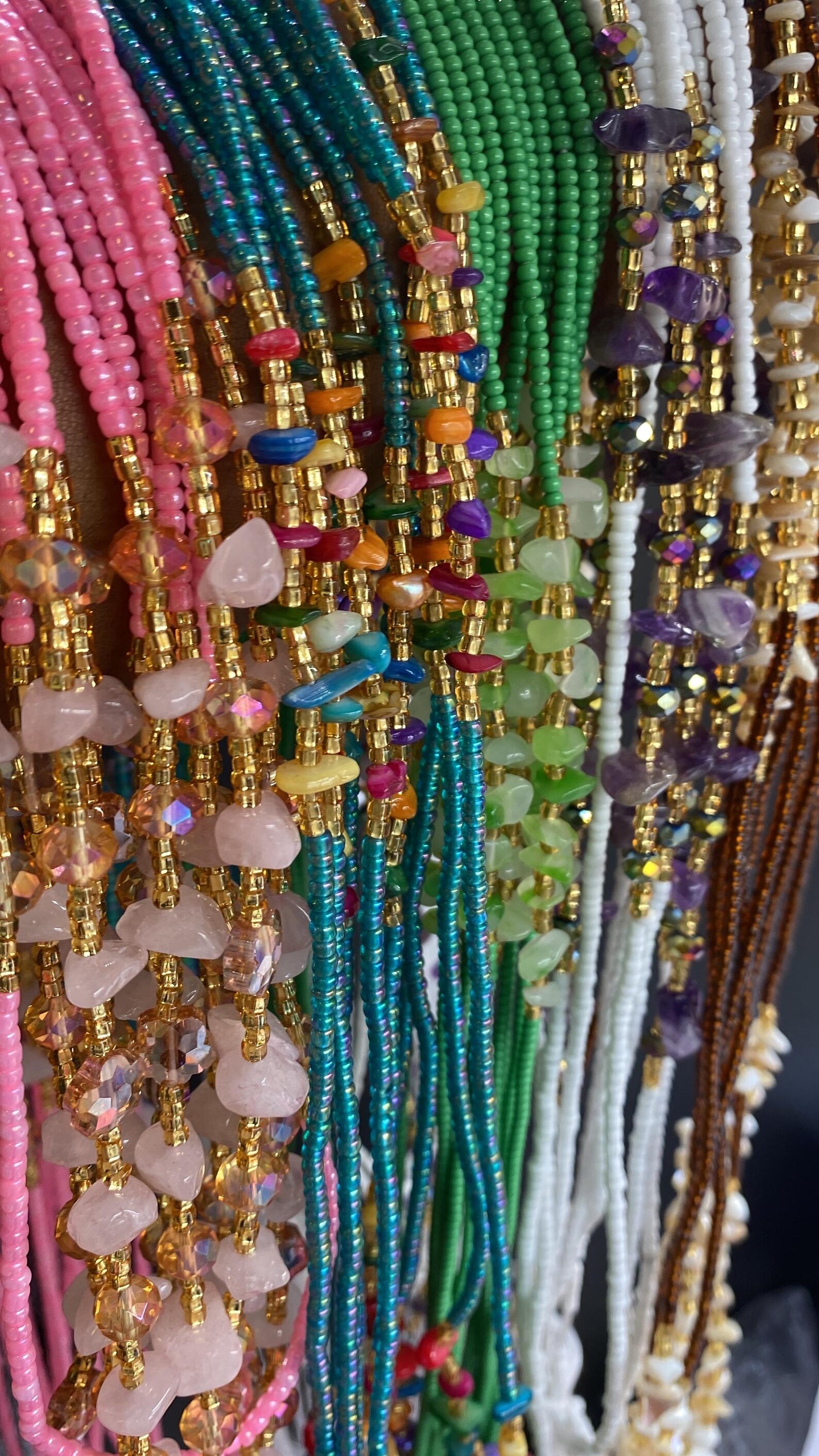 Rose Quartz & Amethyst Gemstone Waist Beads | Czech Crystal Beading - Etsy