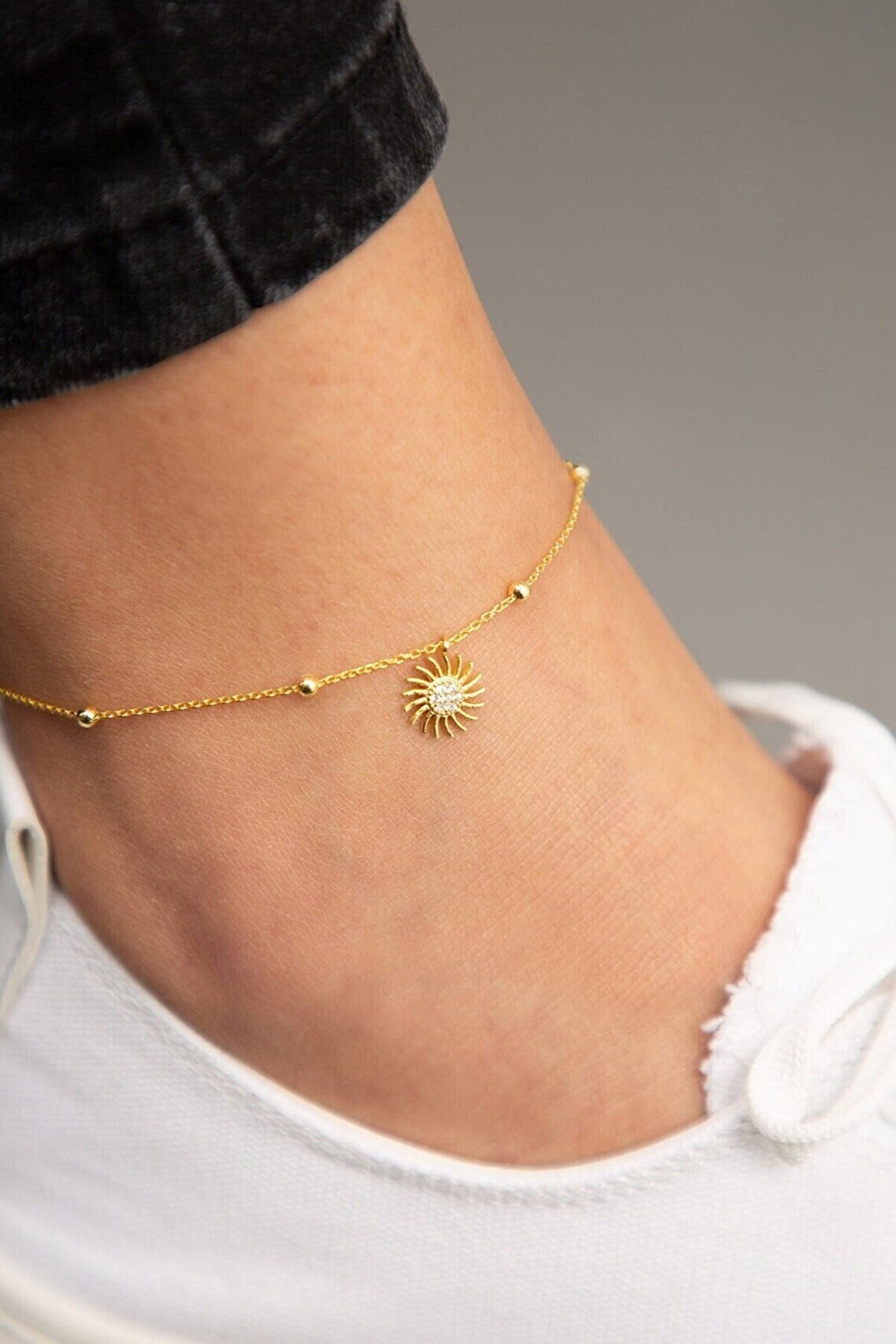Minimalist Spiral Sun Anklet for Women 925K Silver Anklet - Etsy