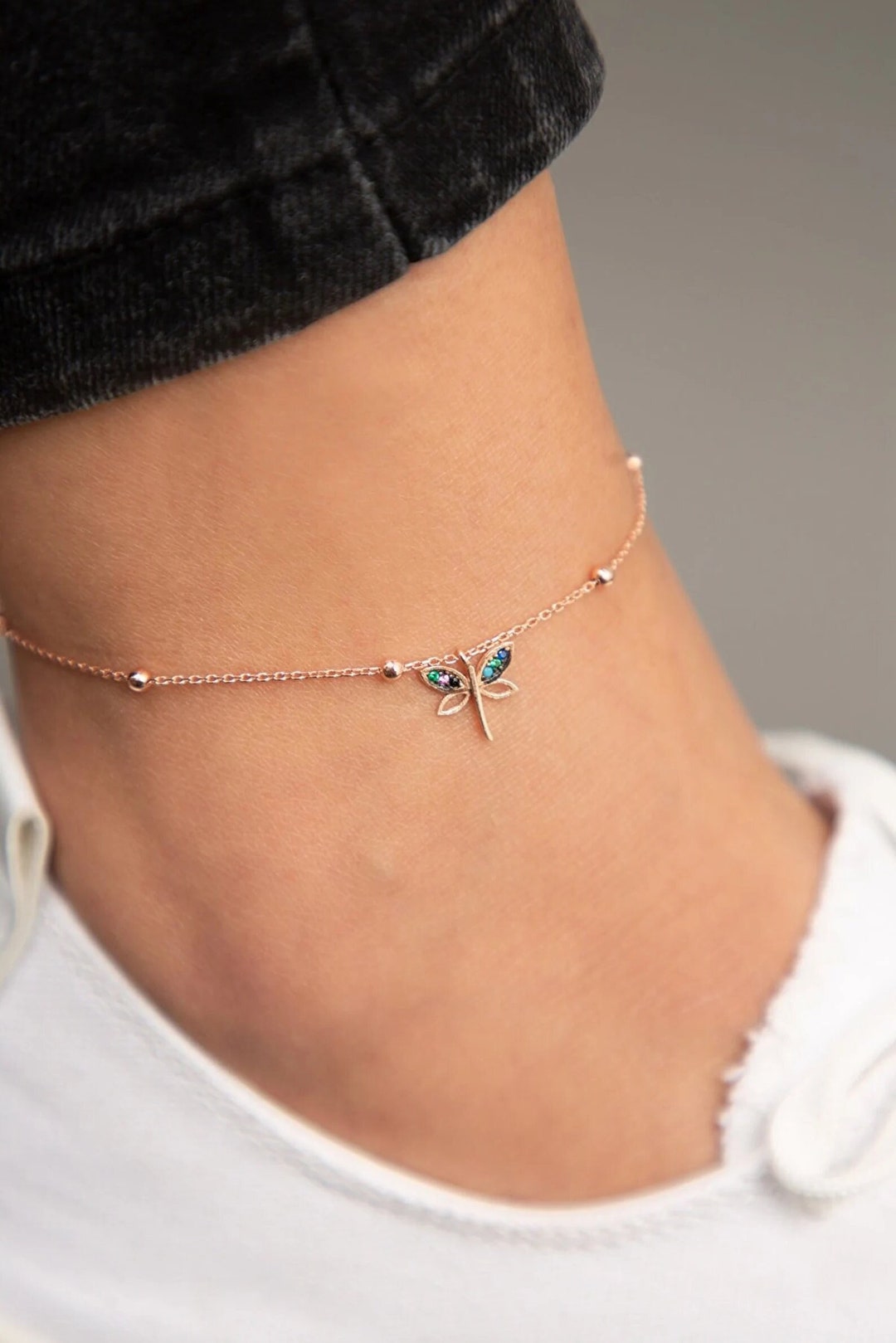 Dragonfly Anklet, Colorful Anklets for Women, Summer Handmade Jewelry ...