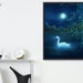 Swan Glowing in the Moonlight Painting, Swan Nursery Prints, Swan Art ...