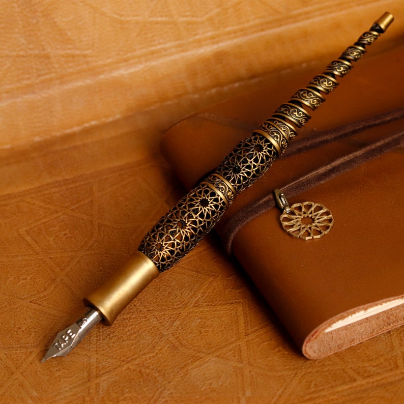 Seljuk Style Brass Dip Pen - Calligraphy Handwriting Bronze Pen - Etsy