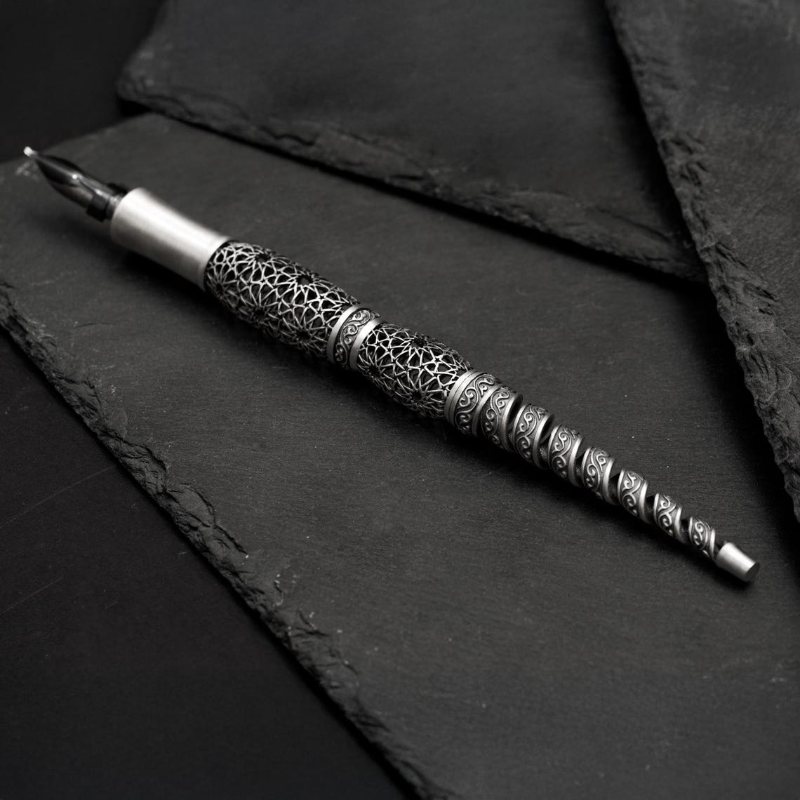 Luxury Seljuk Sterling Silver Dip Pen Set: Handmade Calligraphy Desk ...