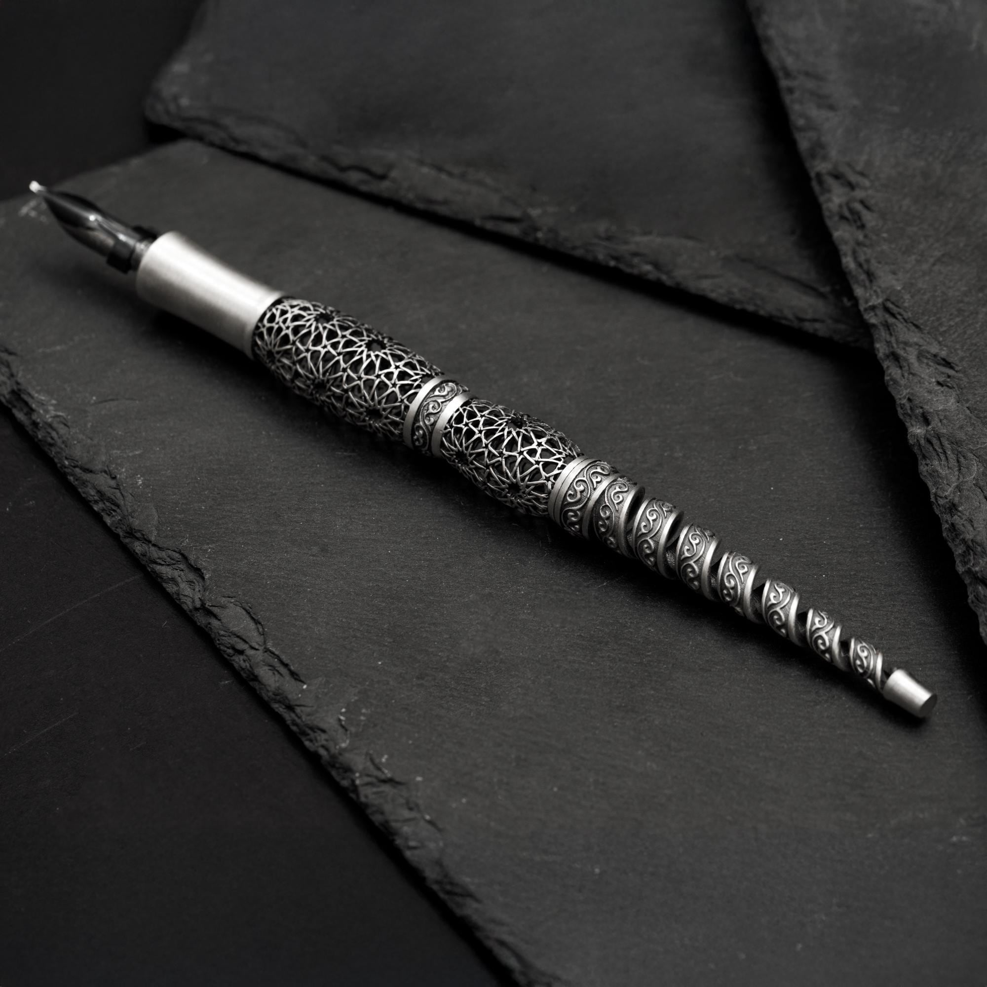 Luxury Seljuk Sterling Silver Dip Pen Set: Handmade Calligraphy Desk ...