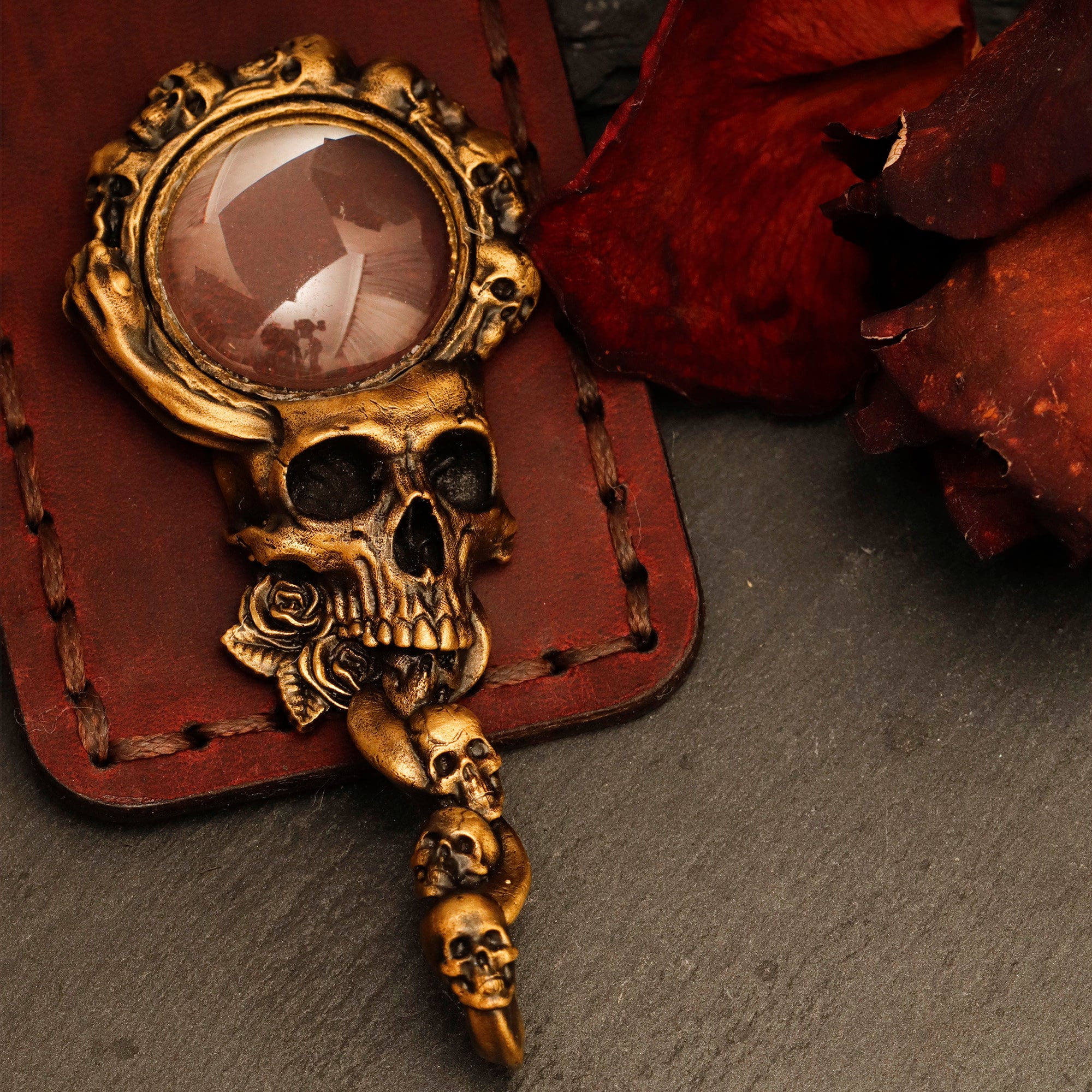 Vanitas Skull Magnifying Glass: Antique Brass Steampunk Memento Mori - Etsy