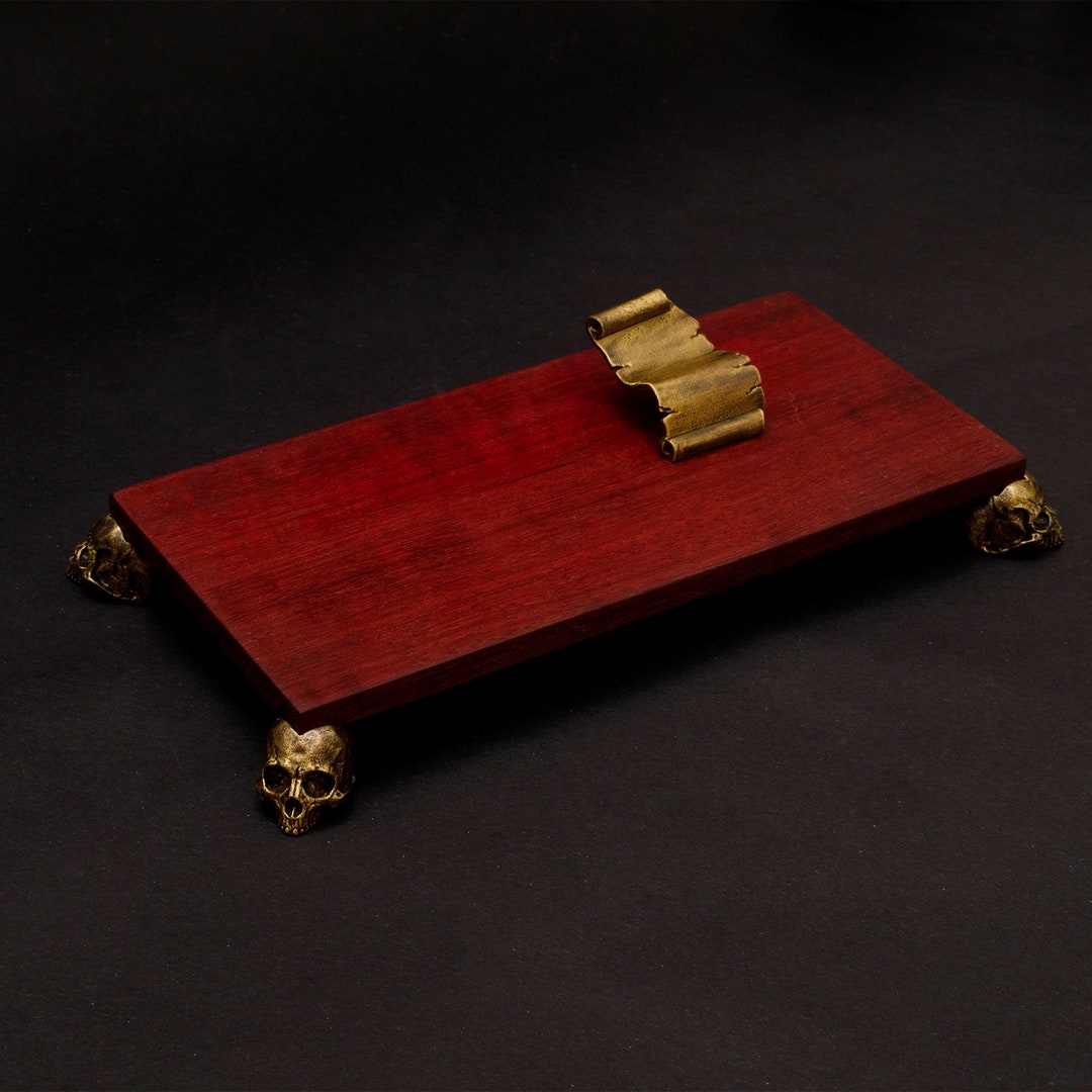 Memento Mori Skull Gothic Calligraphy Wooden Pen Stand, Unique Desk ...