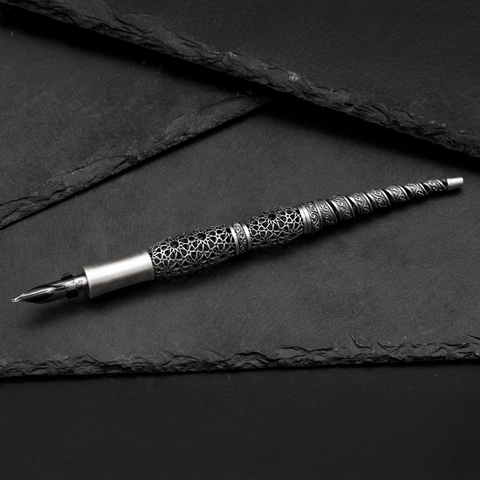 Luxury Seljuk Sterling Silver Dip Pen Set: Handmade Calligraphy Desk ...