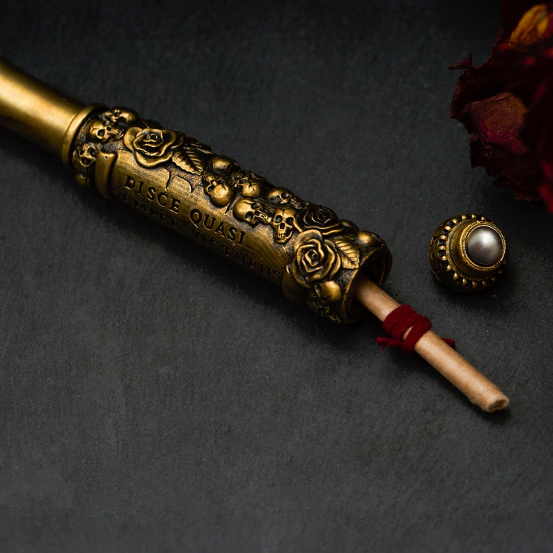 Memento Mori Brass Skull Dip Pen, Unique Dip Pen for Calligraphy ...