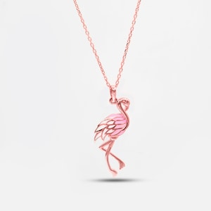 Flamingo Gold Necklace ,14K Solid Gold,fine Jewelry,birthday Gift ...