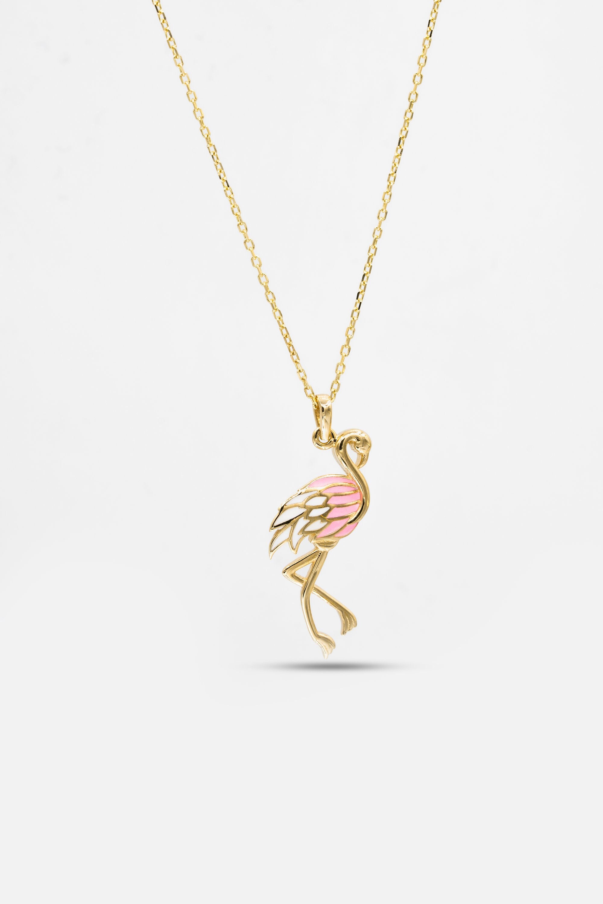 Flamingo Gold Necklace ,14K Solid Gold,fine Jewelry,birthday Gift ...