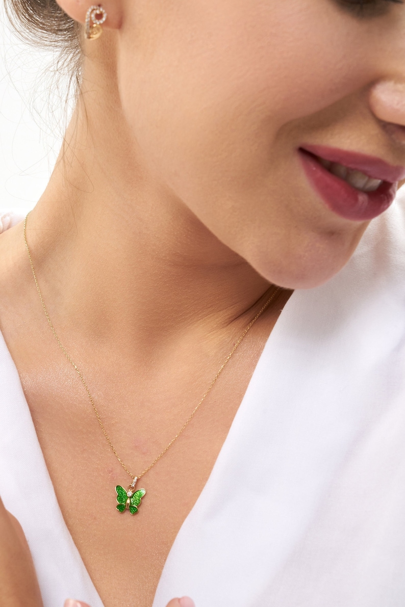 Butterfly Necklace 14K Gold,rose or White Gold Fine Jewelry for Women ...