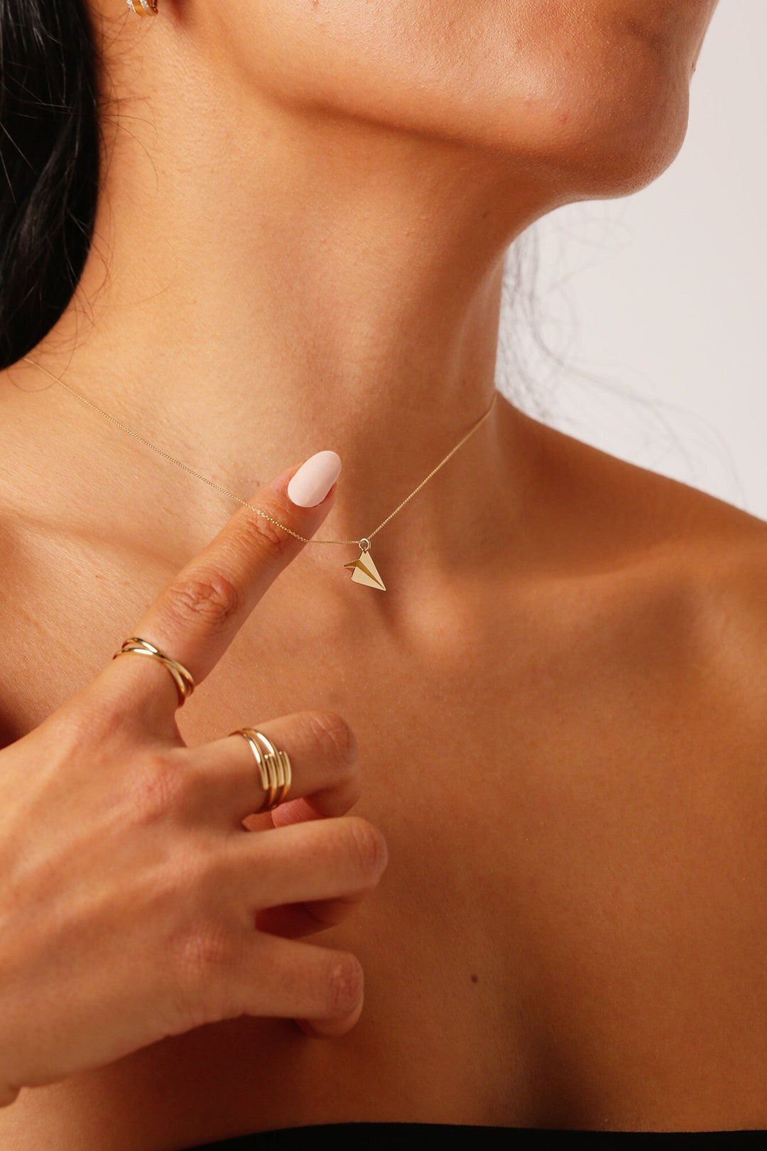 Paper Plane 14k Gold Necklace,tiny Fine Jewelry for Women,gift for Her,dainty Plane Jewelry ...