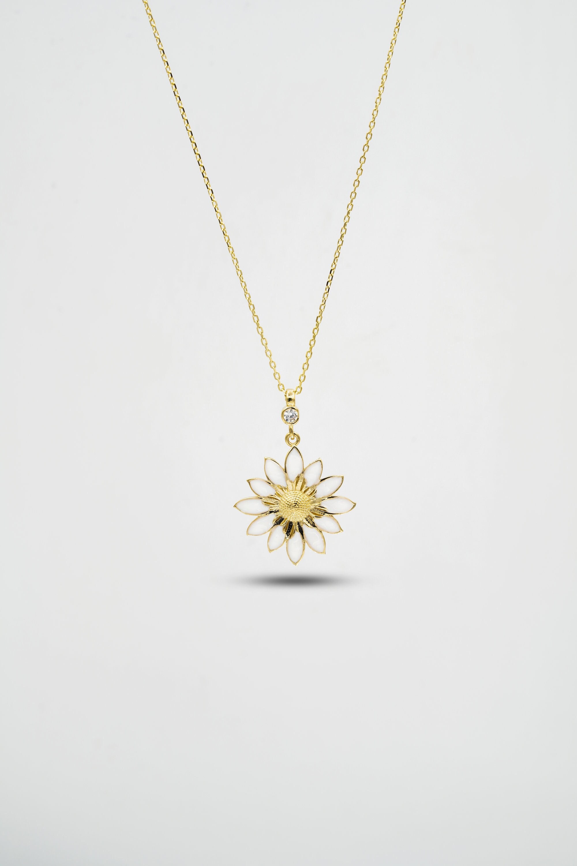 14k Gold Daisy Necklace,daisy Flover Necklace,gift for Her,fine Jewelry ...