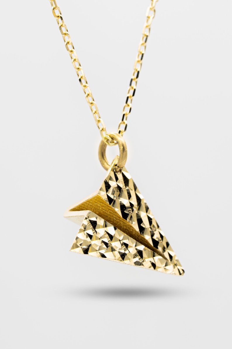 Diamond Paper Plane Necklace: 14k Gold Travel Jewelry Gift - Etsy