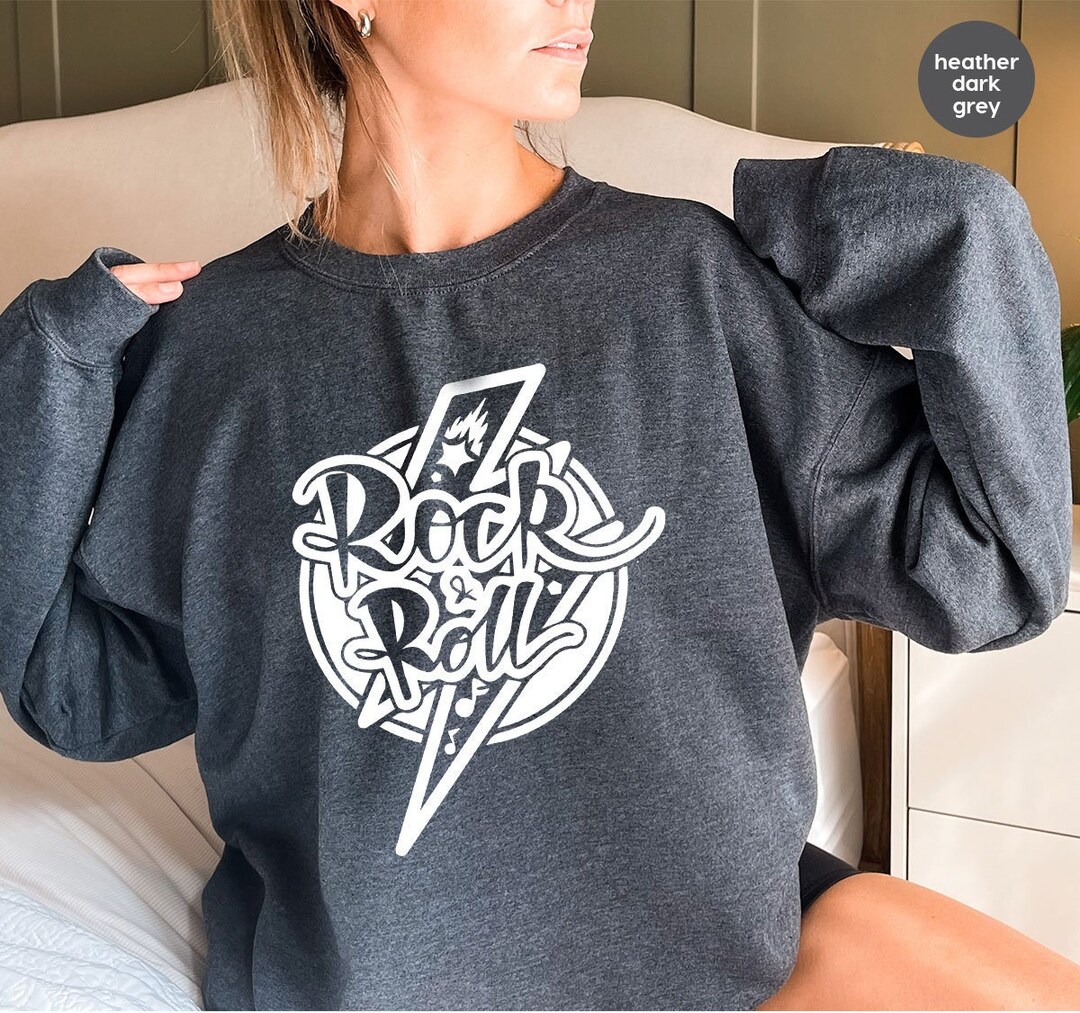 Rock and Roll Sweatshirt, Gift for Women, Rock N Roll Sweater, Music ...