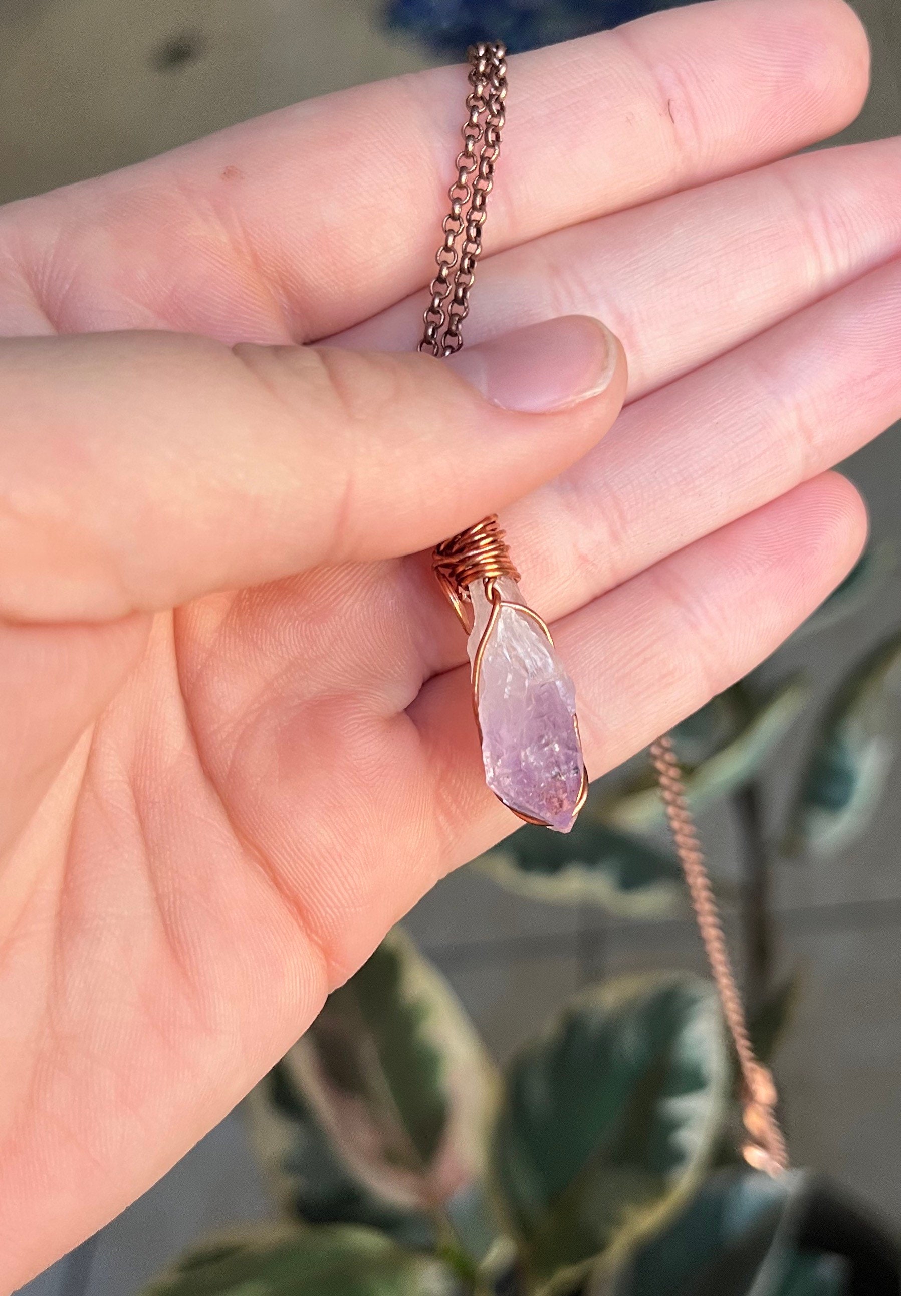 Raw Amethyst Necklace on Copper Chain - Etsy