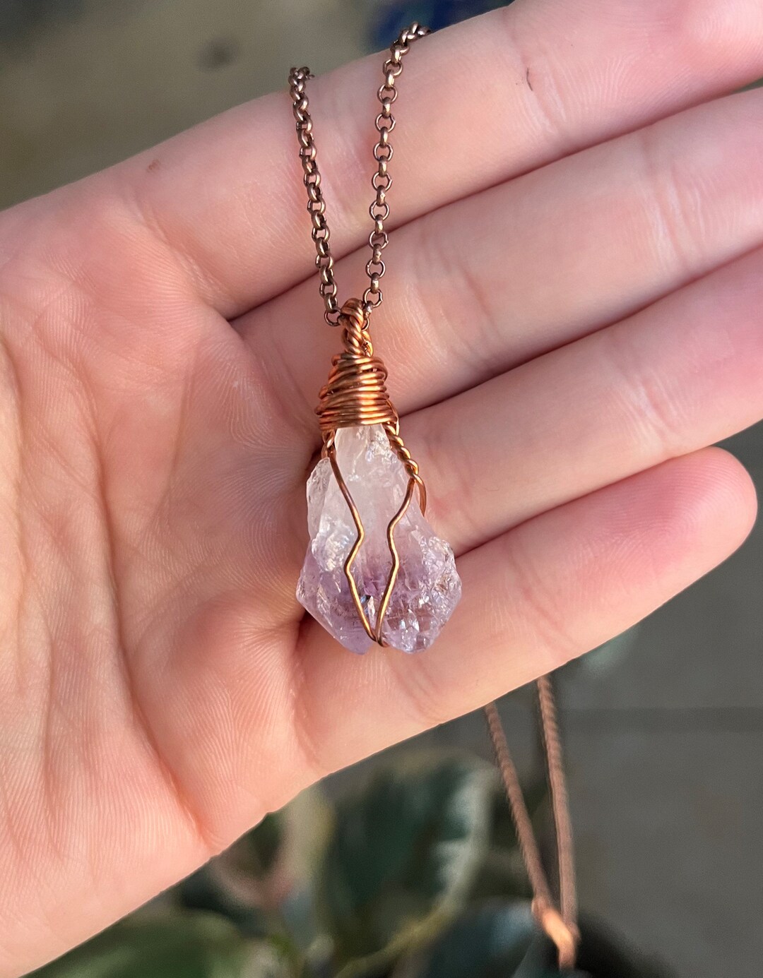 Raw Amethyst Necklace on Copper Chain - Etsy