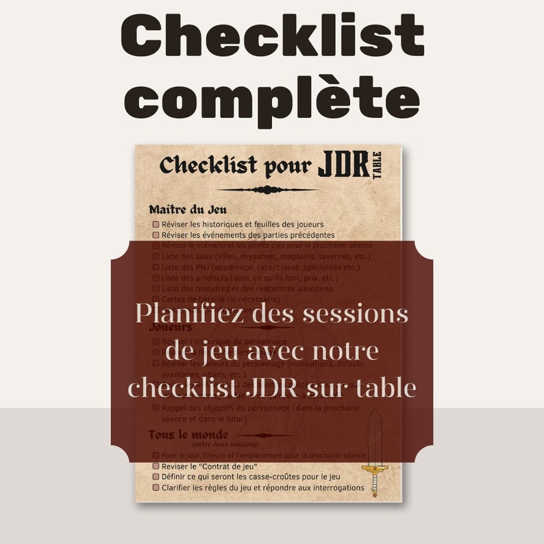 D&D Role Playing RPG Checklist Printable PDF - Etsy