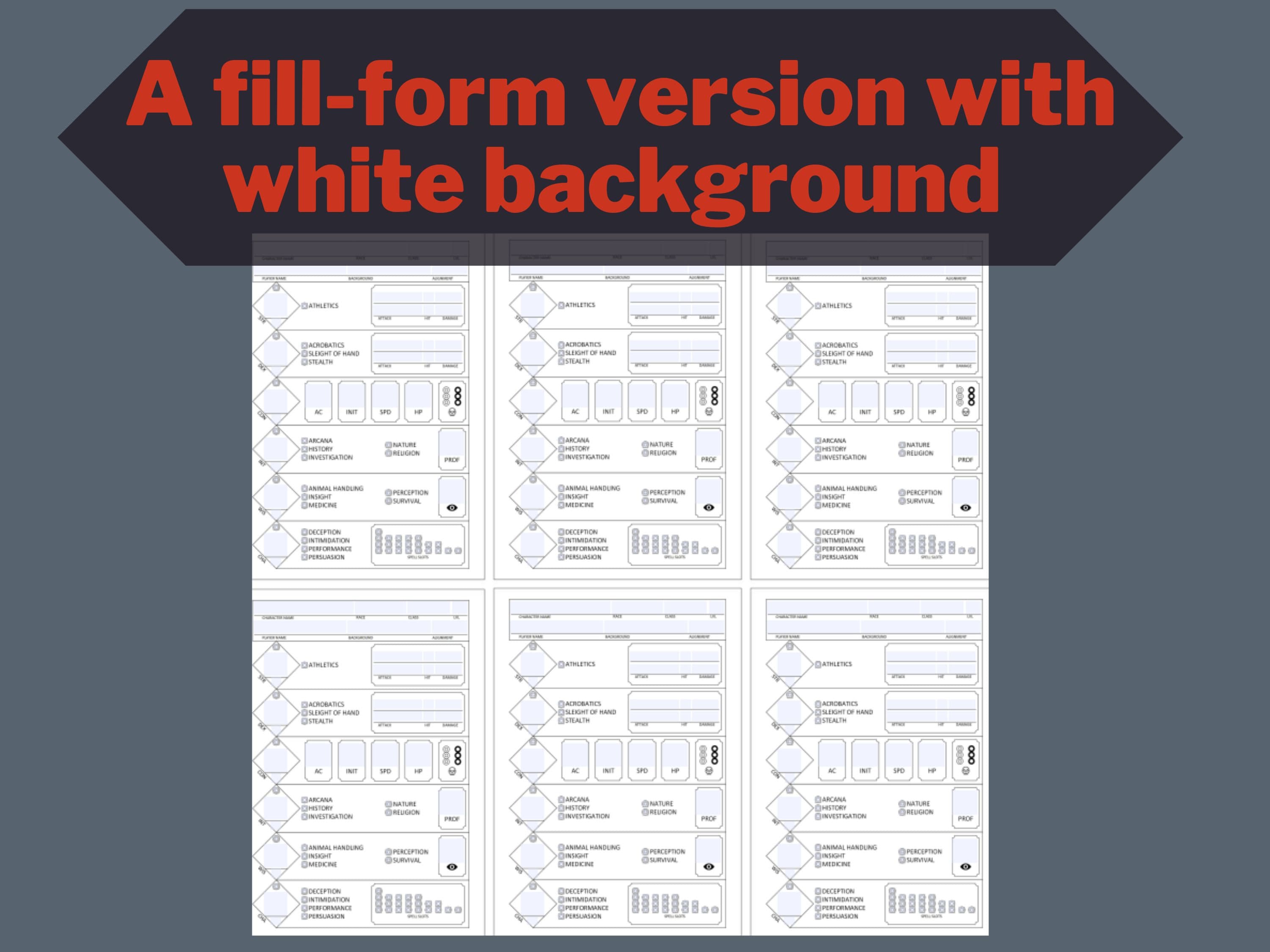 POKER CARD Character Sheet 5th D&D - Etsy