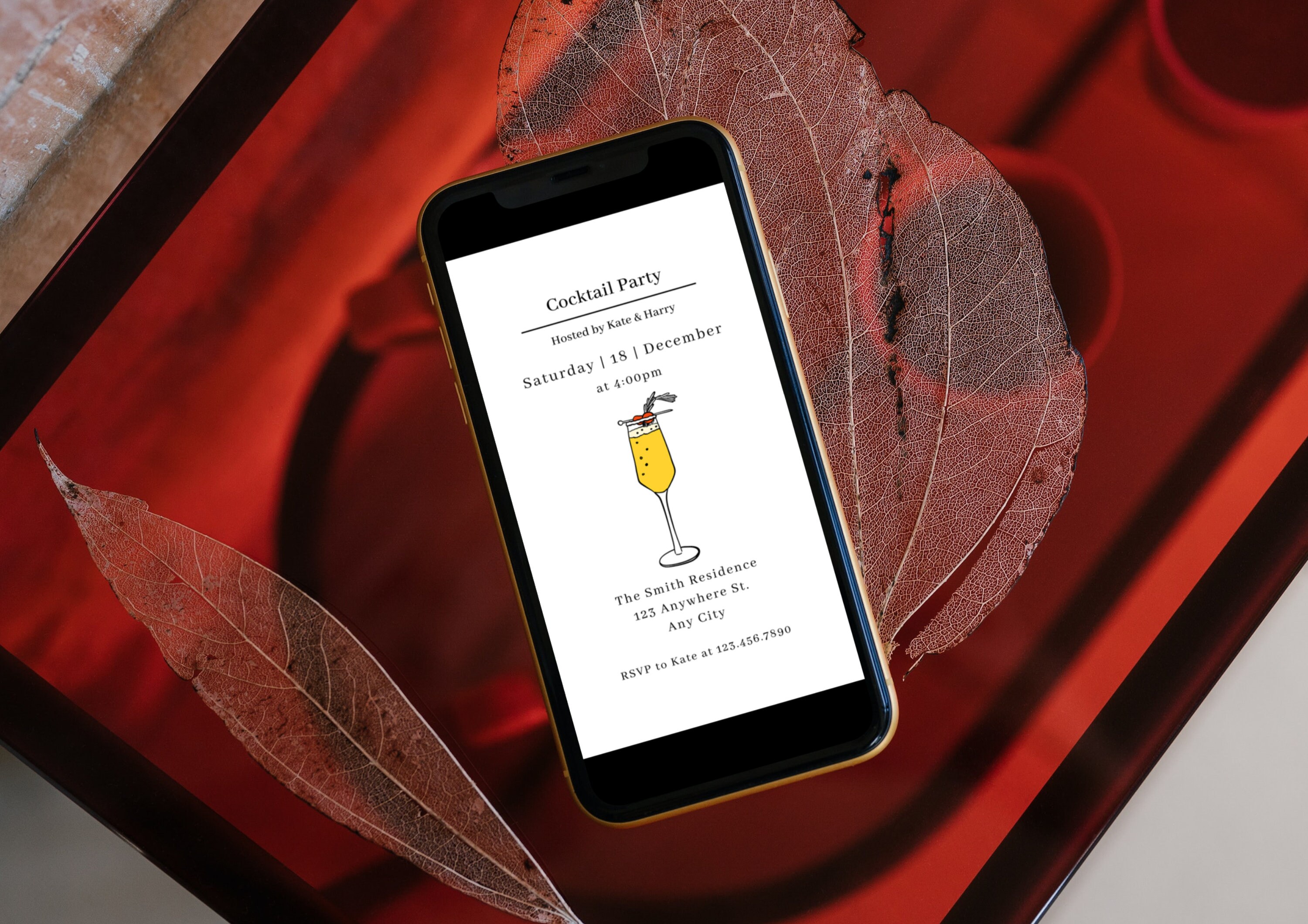 Mimosa Printable Invitation Card Minimalist Invite Digital - Etsy