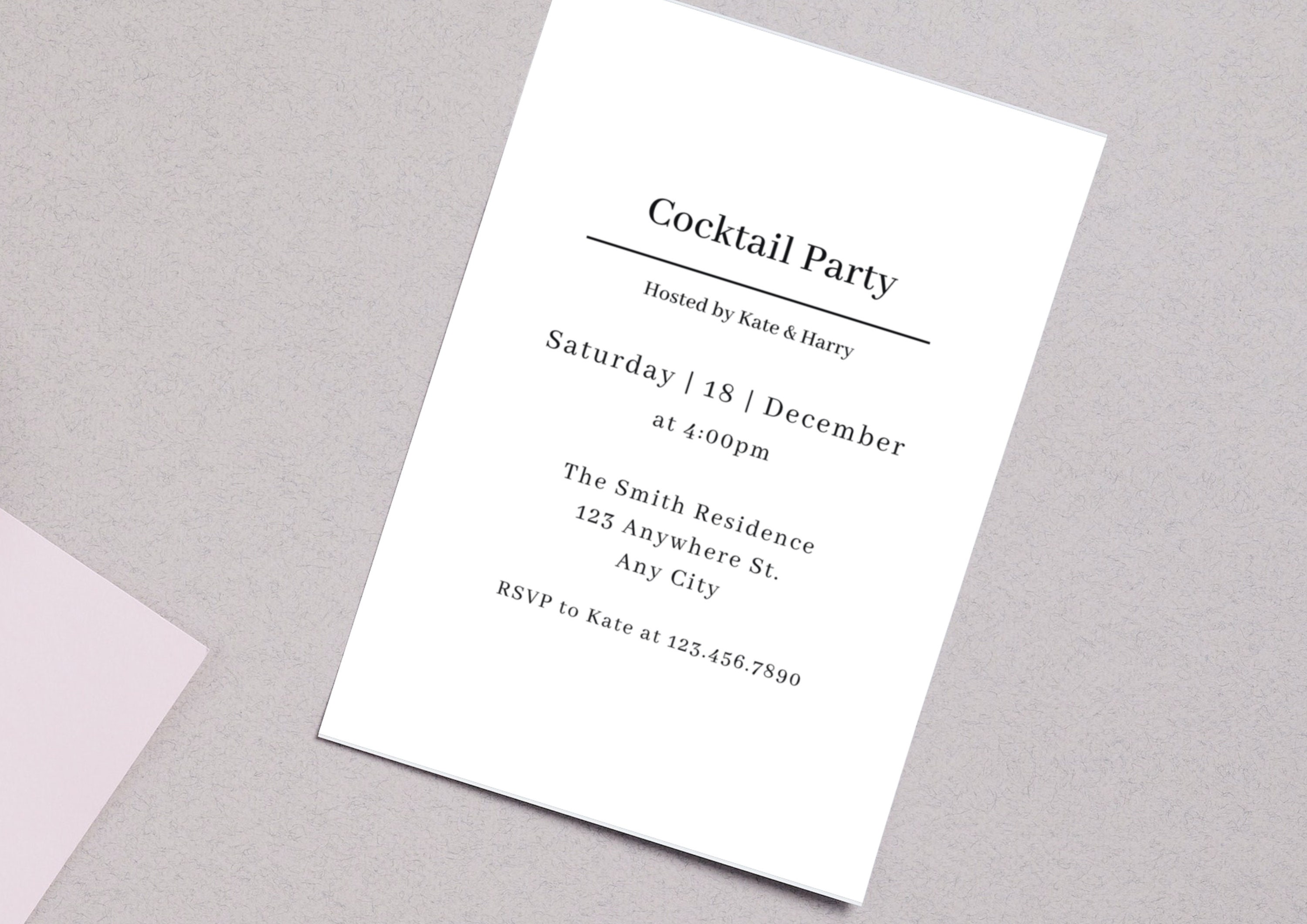 Mimosa Printable Invitation Card Minimalist Invite Digital - Etsy